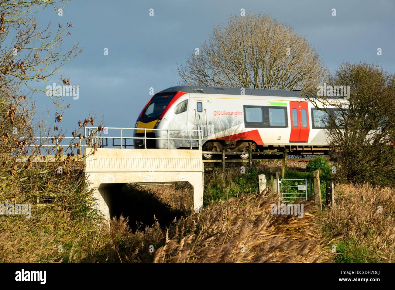 Greater anglia train Bridge Culvert Tunstall Dyke Stock Photo - Alamy