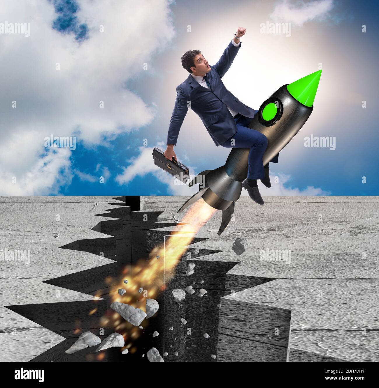 Flying businessman jetpack hi-res stock photography and images - Alamy