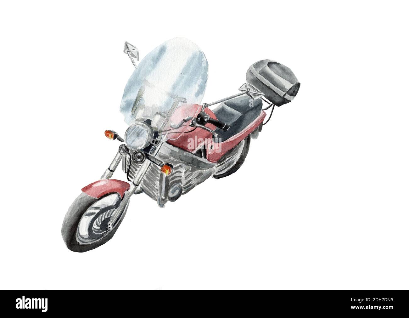 red motorcycle front view in watercolor technique Stock Photo - Alamy