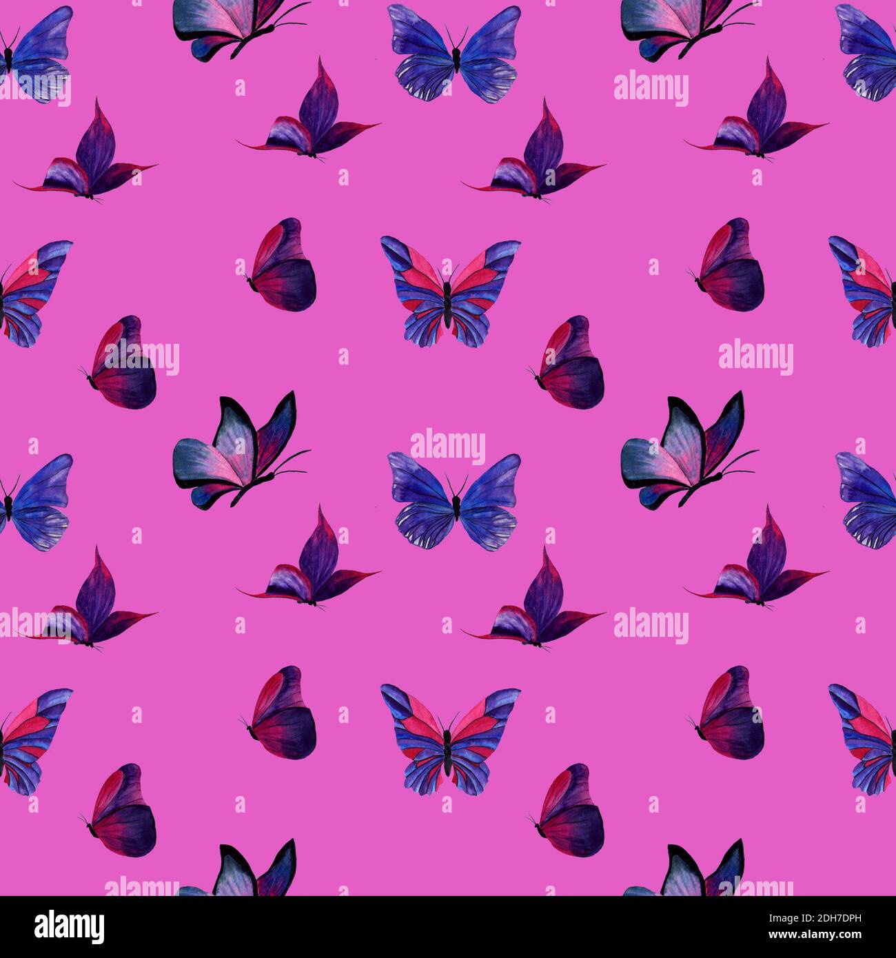 purple butterfly pattern watercolor on a lilac background Stock Photo ...