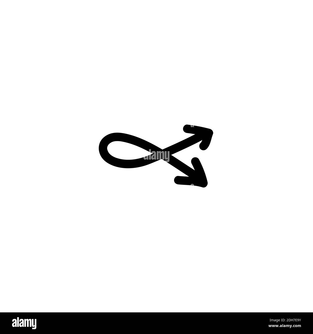 Vector icon. Two black hand drawn mix horizontal arrows isolated on ...