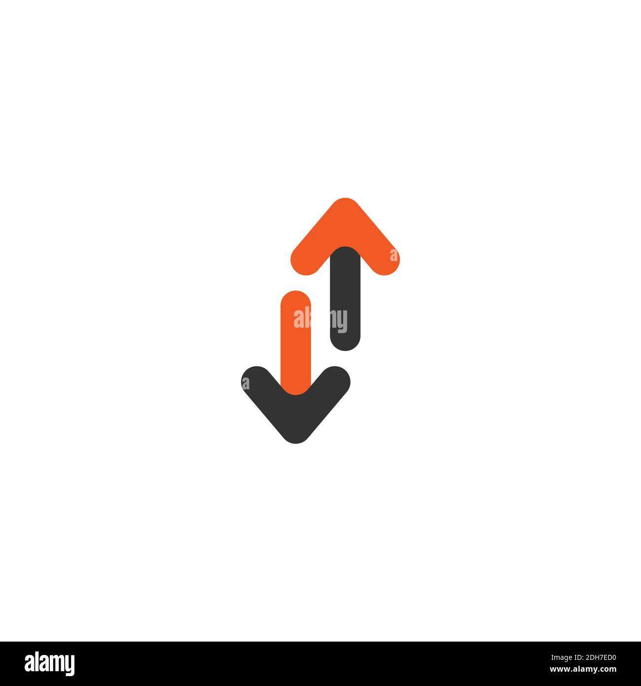 Flip Vertical vector icon. two orange and black cartoon opposite arrows ...