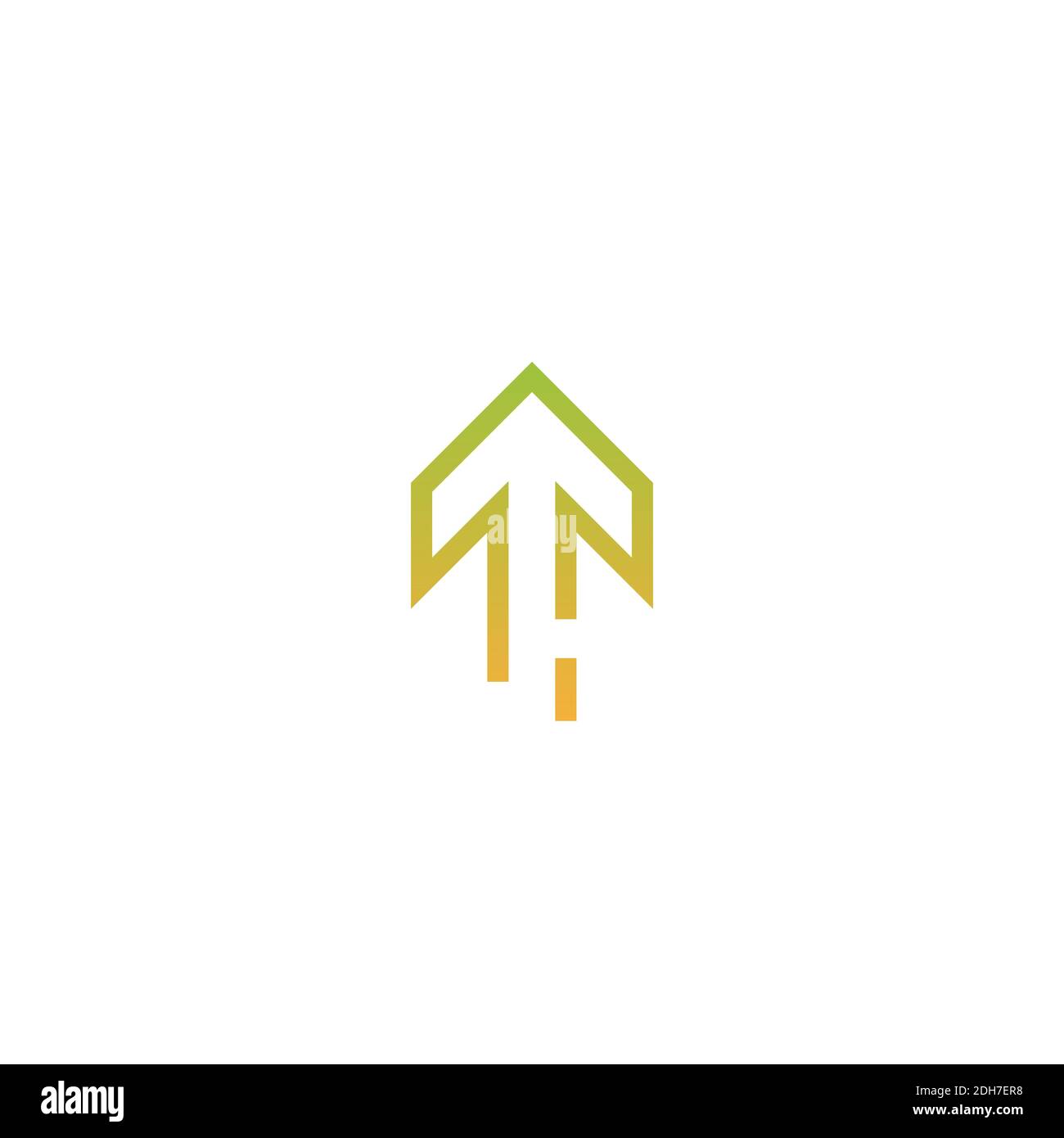 green line up arrow with trace icon. Isolated on white. Upload icon ...