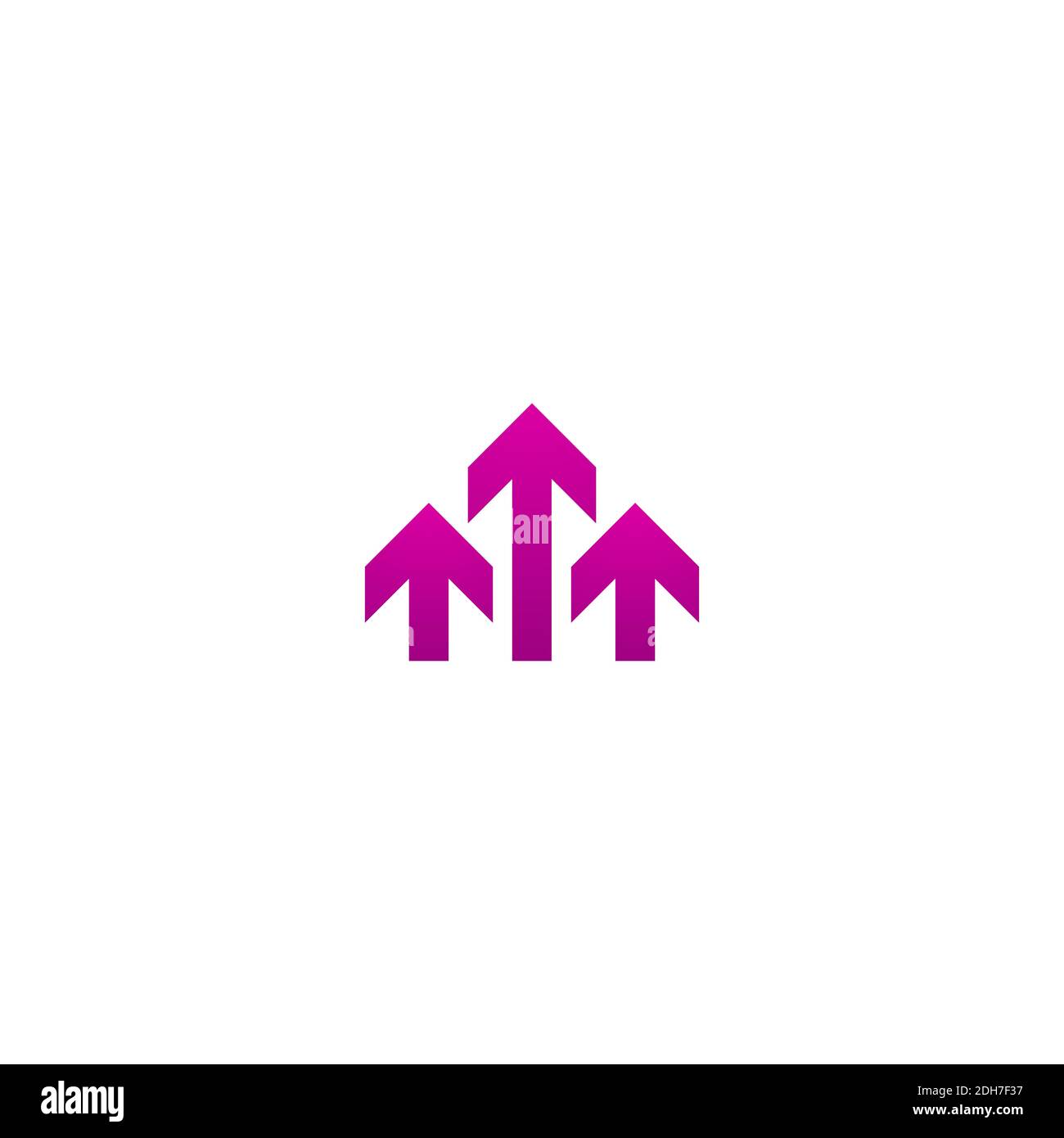 three purple arrows up icon. Isolated on white. Upload icon. Upgrade ...