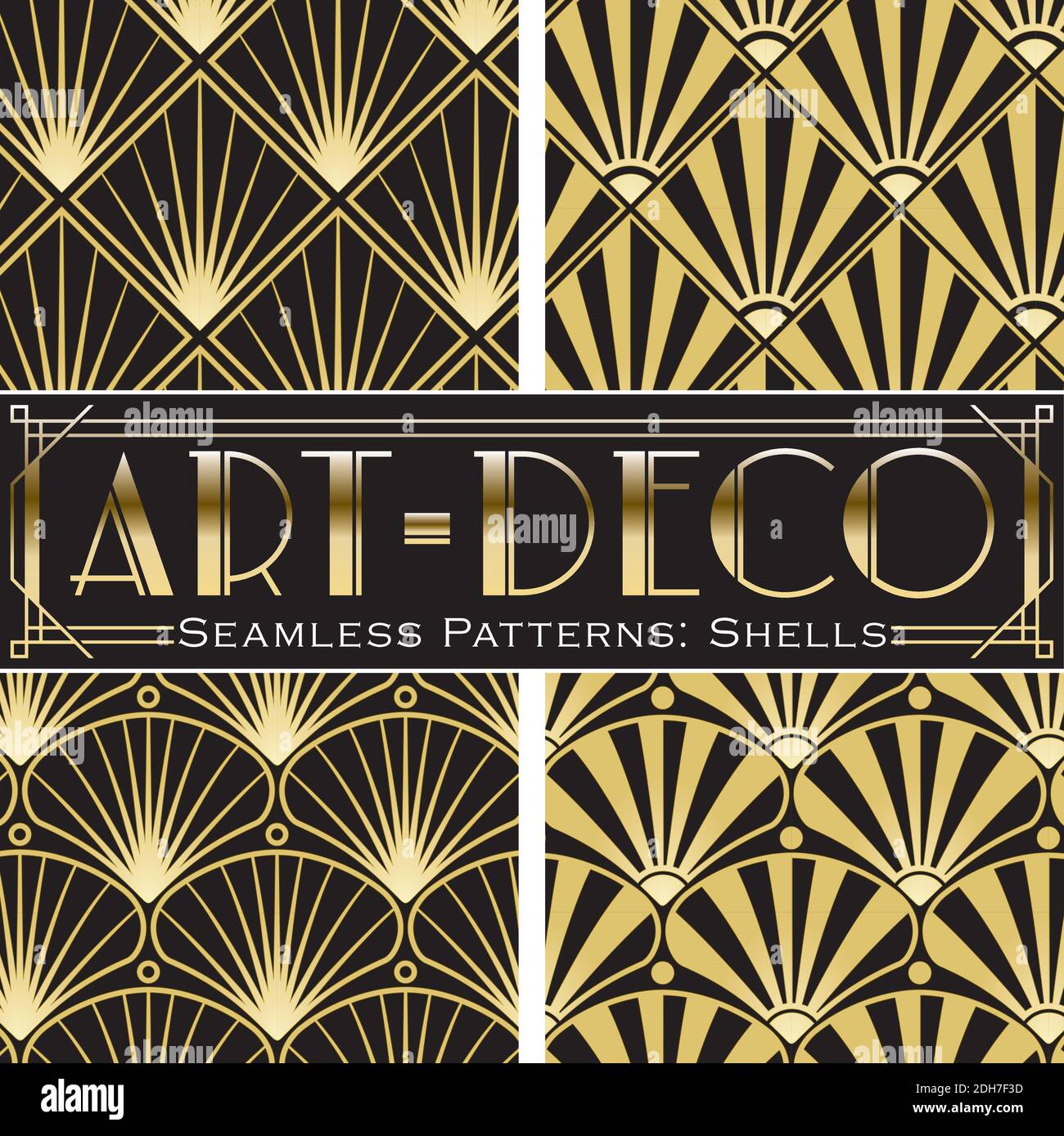 4 vector seamless patterns, made in Art-Deco style Stock Vector Image ...
