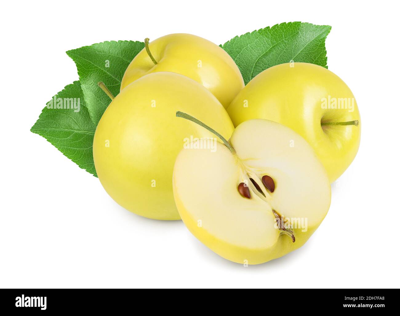 yellow apple isolated on white background with clipping path and full ...