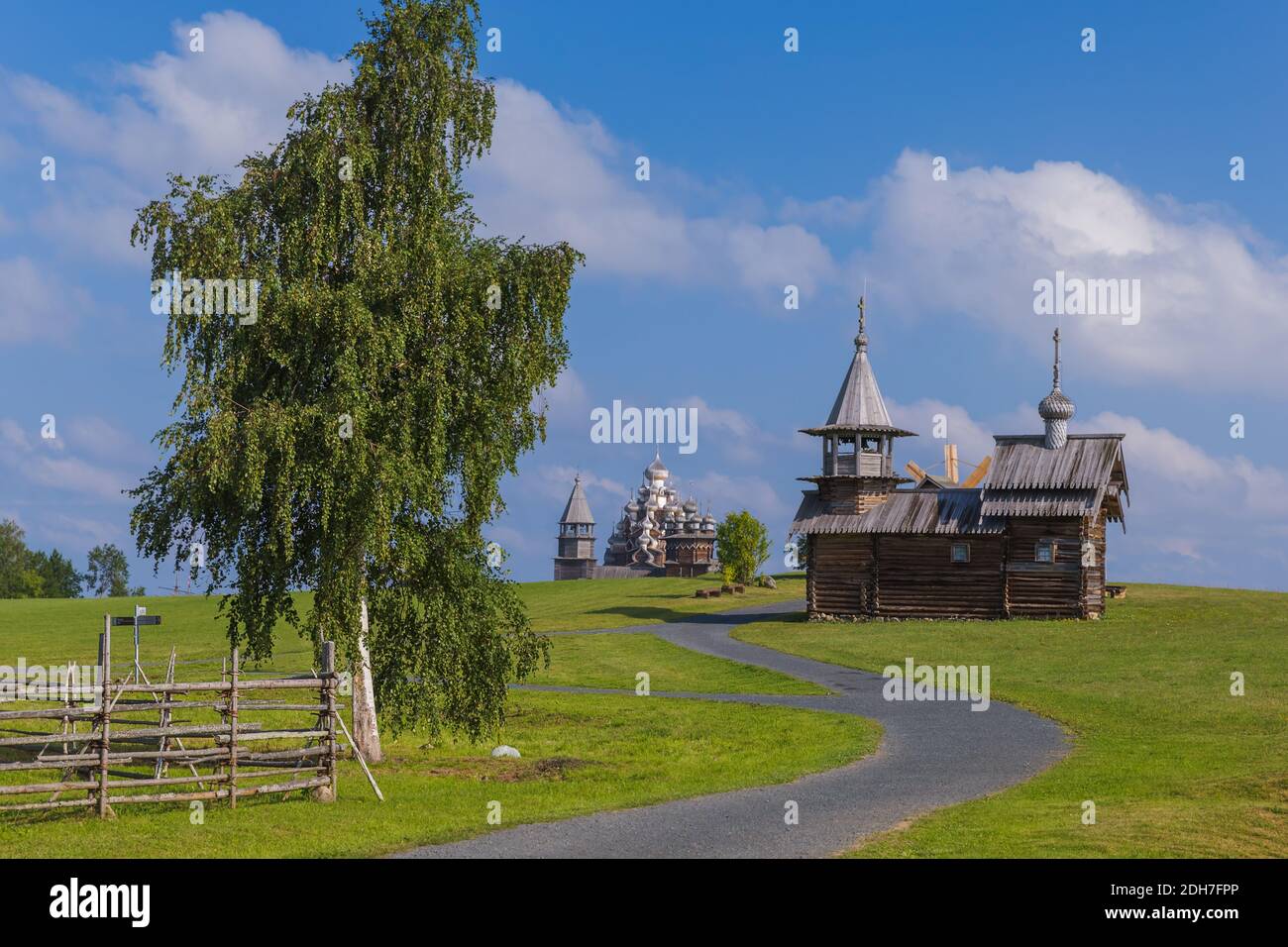 Famous wooden buildings on the island Kizhi Russia Stock Photo - Alamy
