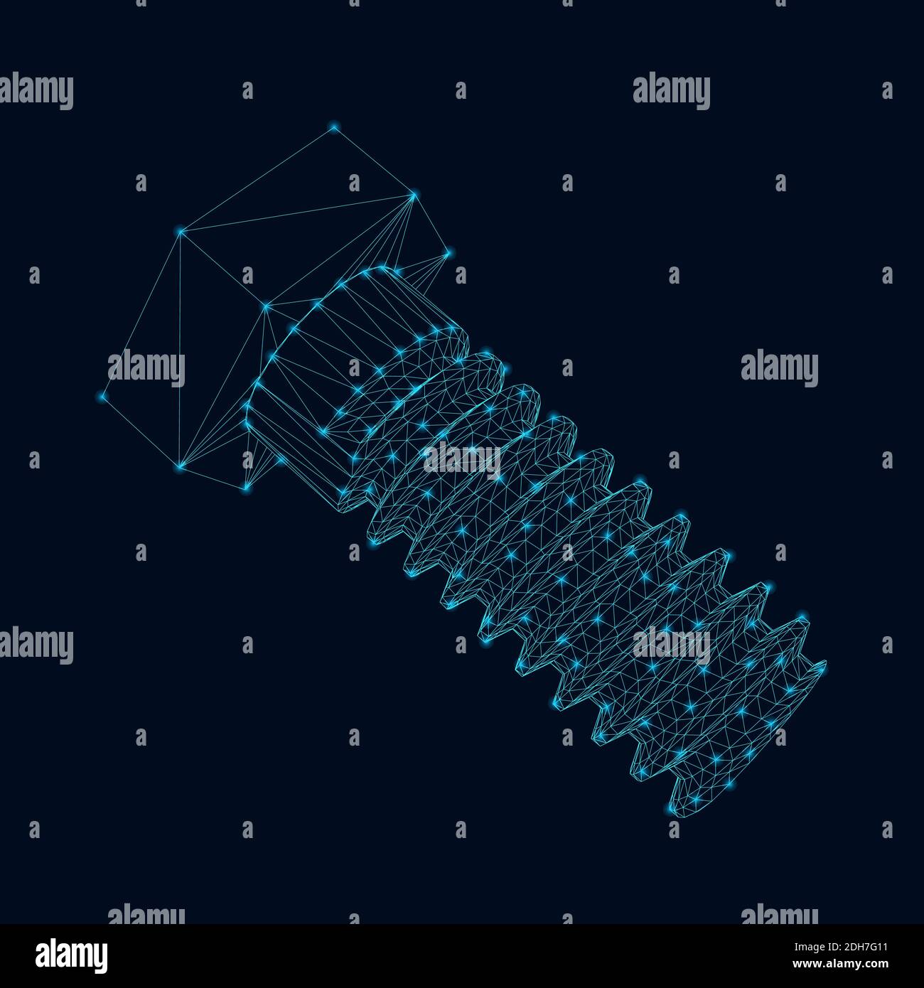 Bolt wireframe made of blue lines on a dark background. 3D. Vector ...