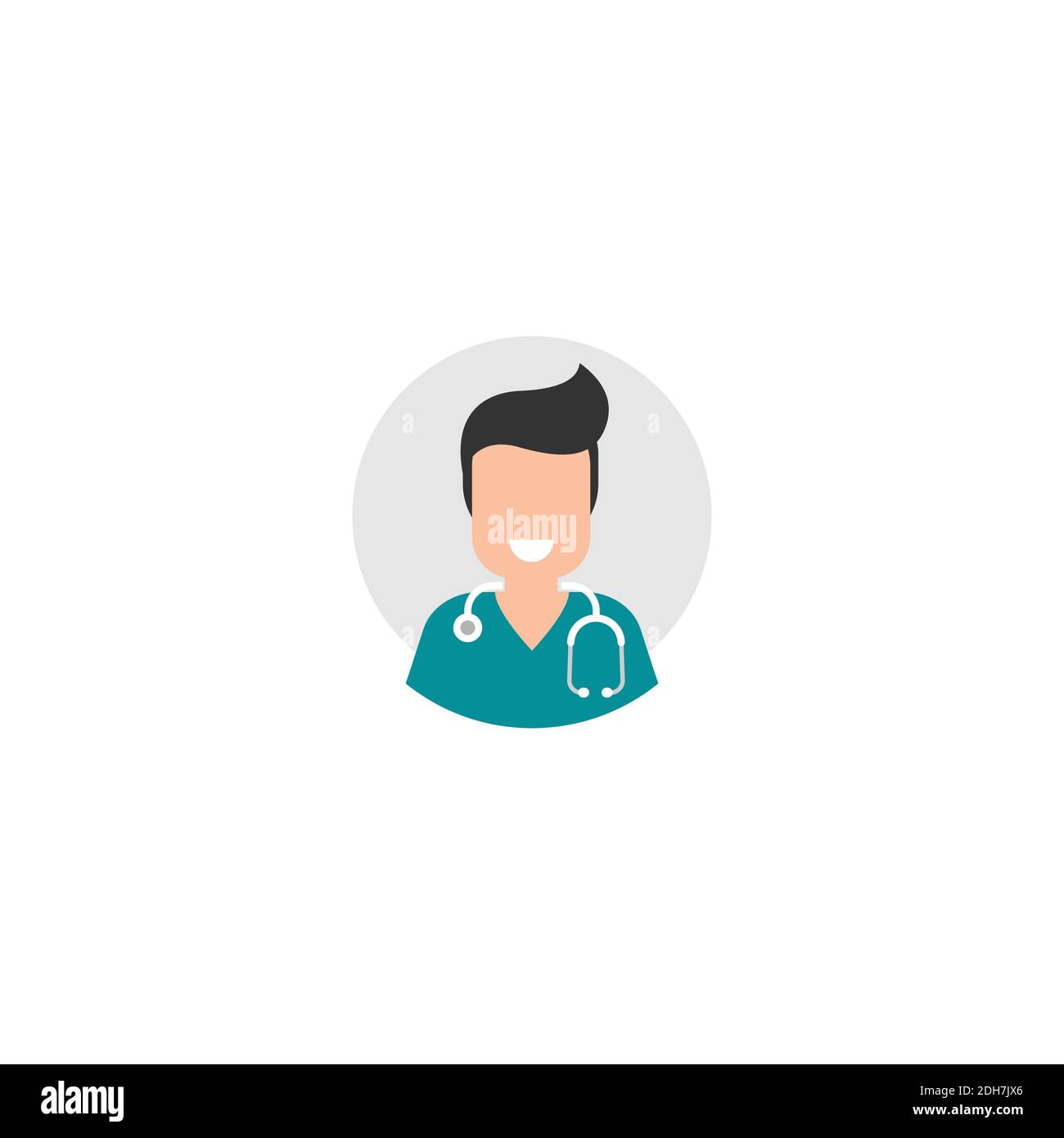 Smiling man doctor with stethoscope in grey circle. User avatar ...