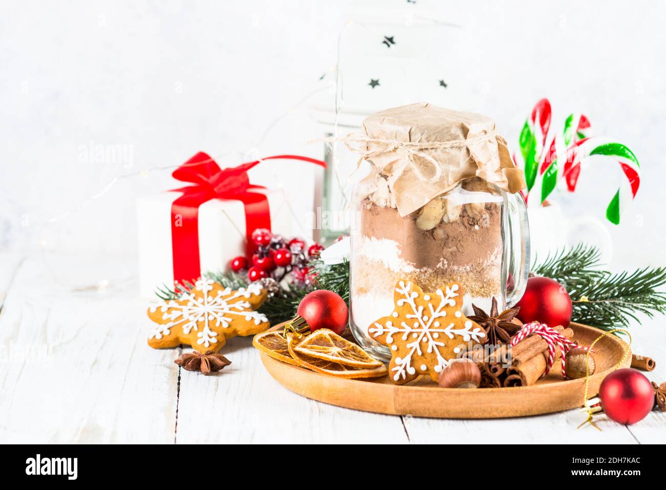 Ingredients for christmas baking in the jar Stock Photo - Alamy