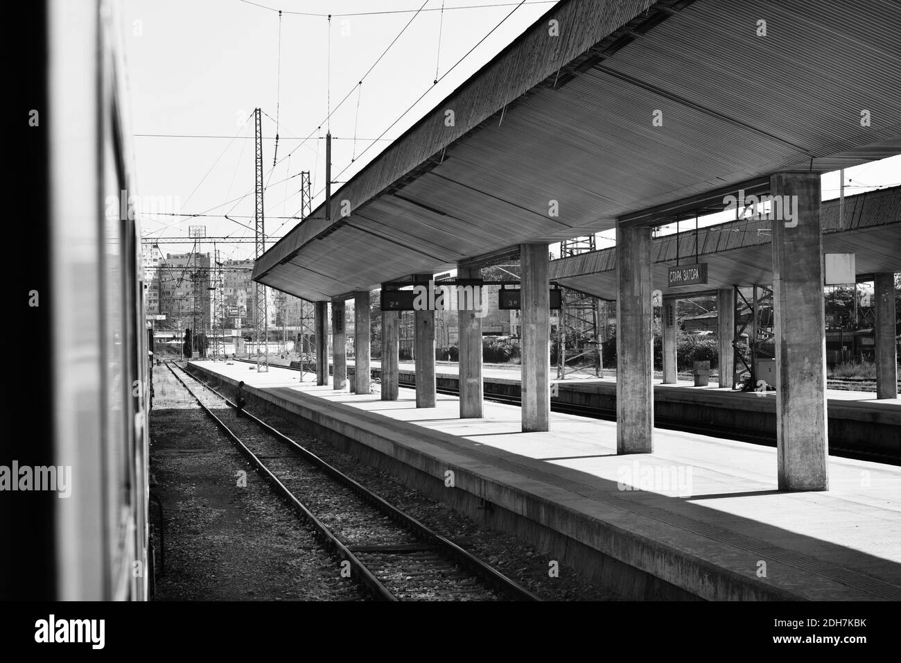 Town station from train window Black and White Stock Photos & Images ...