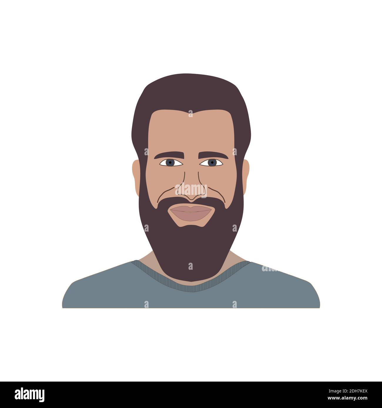 Full face of young vector man isolated on white background. Avatar for ...