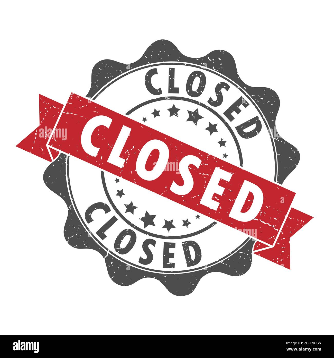 Stamp impression with the inscription CLOSED. Old worn vintage stamp ...