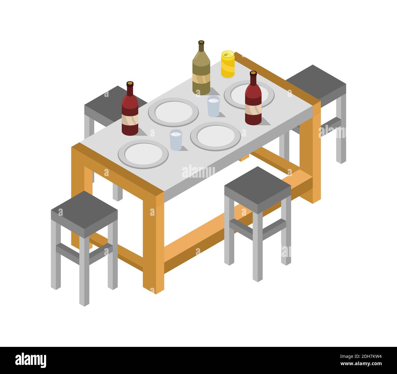 Isometric Kitchen Table Vector Graphic Illustration Stock Vector Image ...