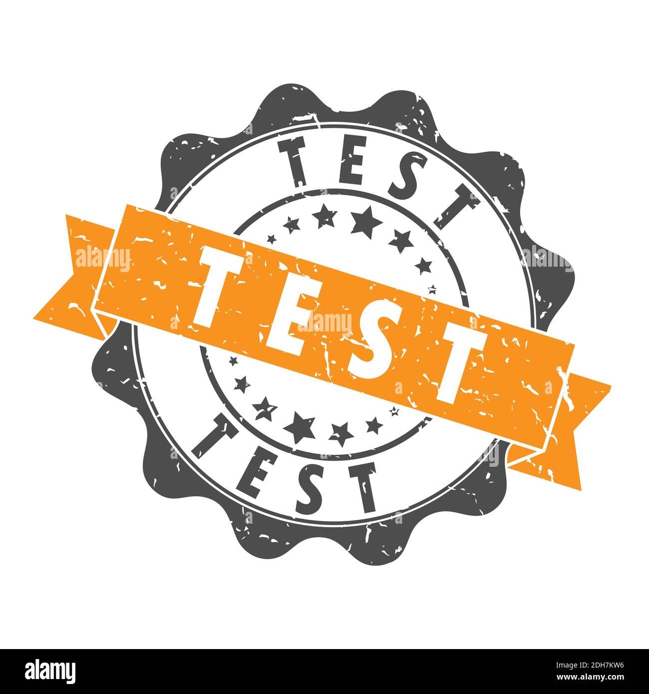 Stamp impression with the TEST label. Old worn vintage stamp. Stock ...