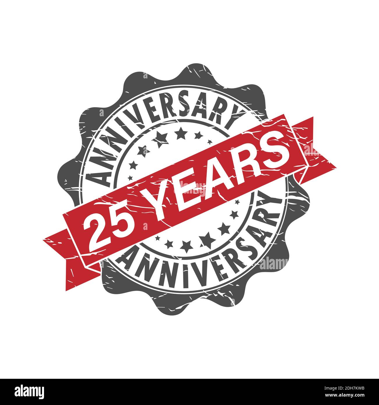 Stamp impression with the inscription 25 years ANNIVERSARY. Old worn ...