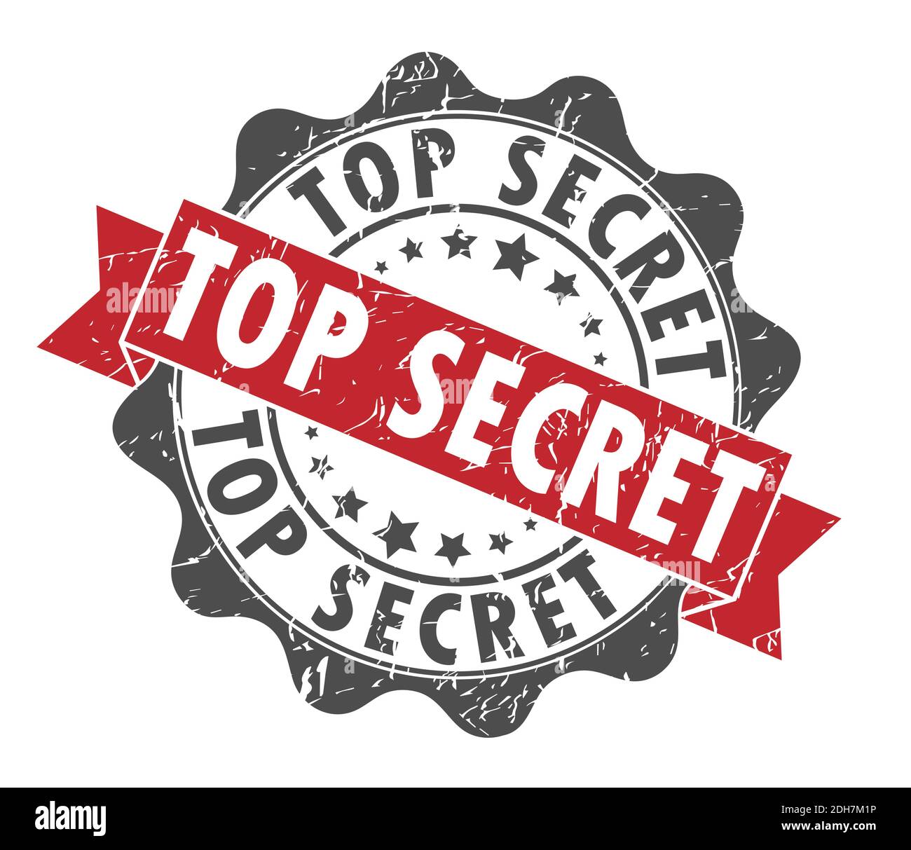 An impression of a stamp that says TOP SECRET. Old worn vintage stamp ...