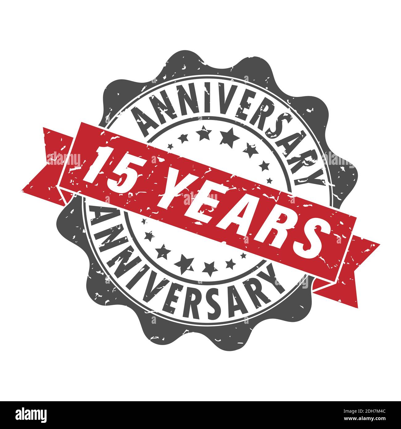 Stamp impression with the inscription ANNIVERSARY OF 15 YEARS. Old worn ...