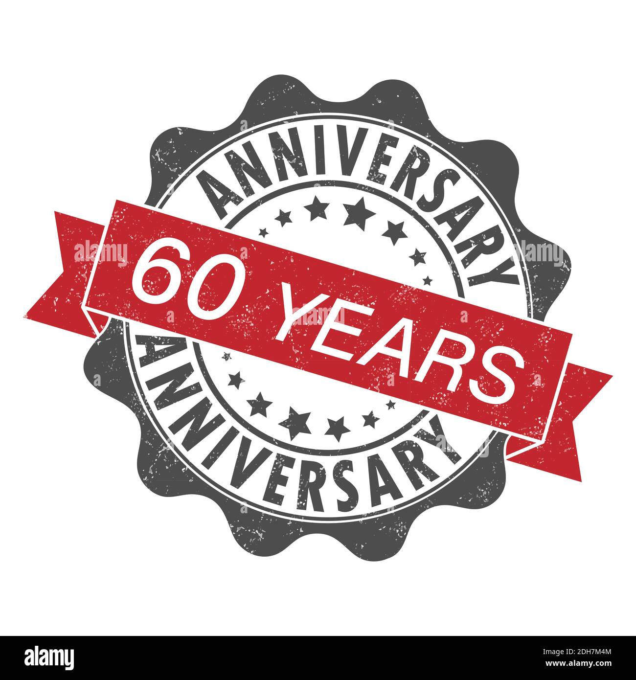 Stamp impression with the inscription 60 years ANNIVERSARY. Old worn ...