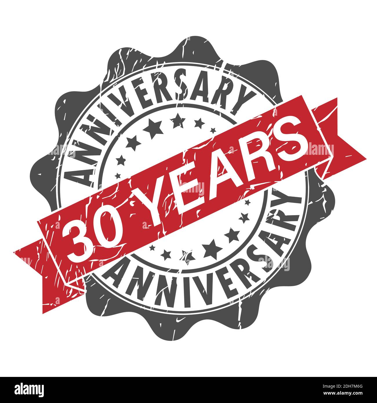 Stamp impression with the inscription 30 years ANNIVERSARY. Old worn ...