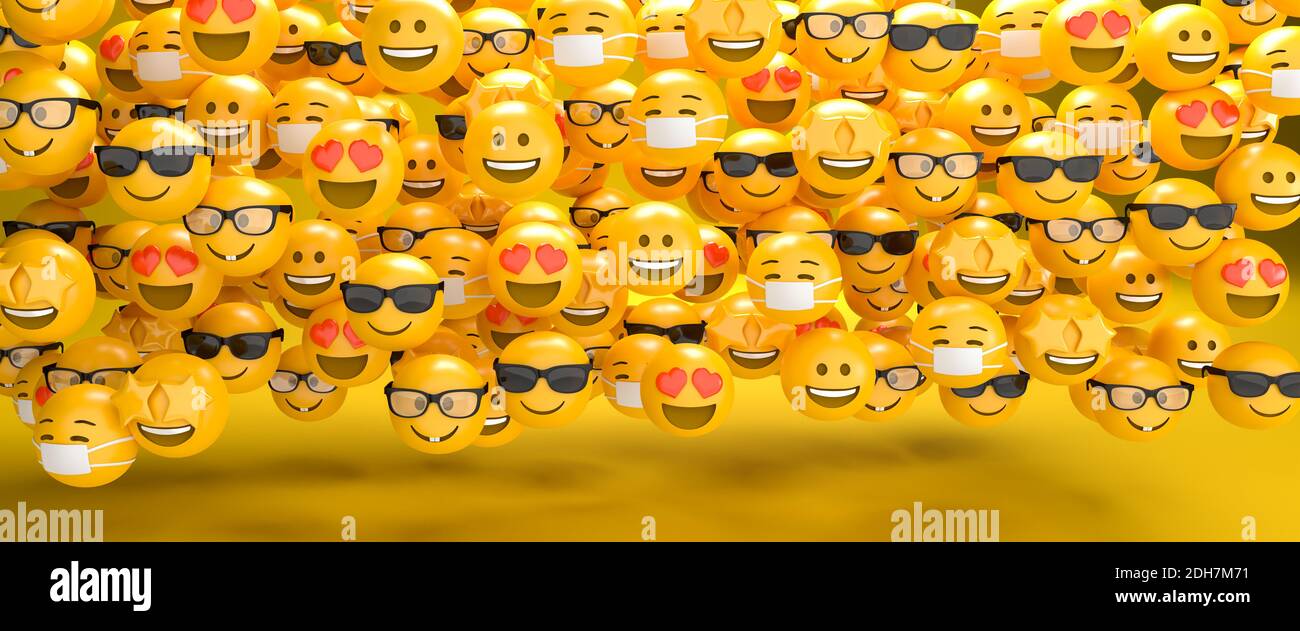 3d render of a set of repeating six different face emoji smileys. Web ...