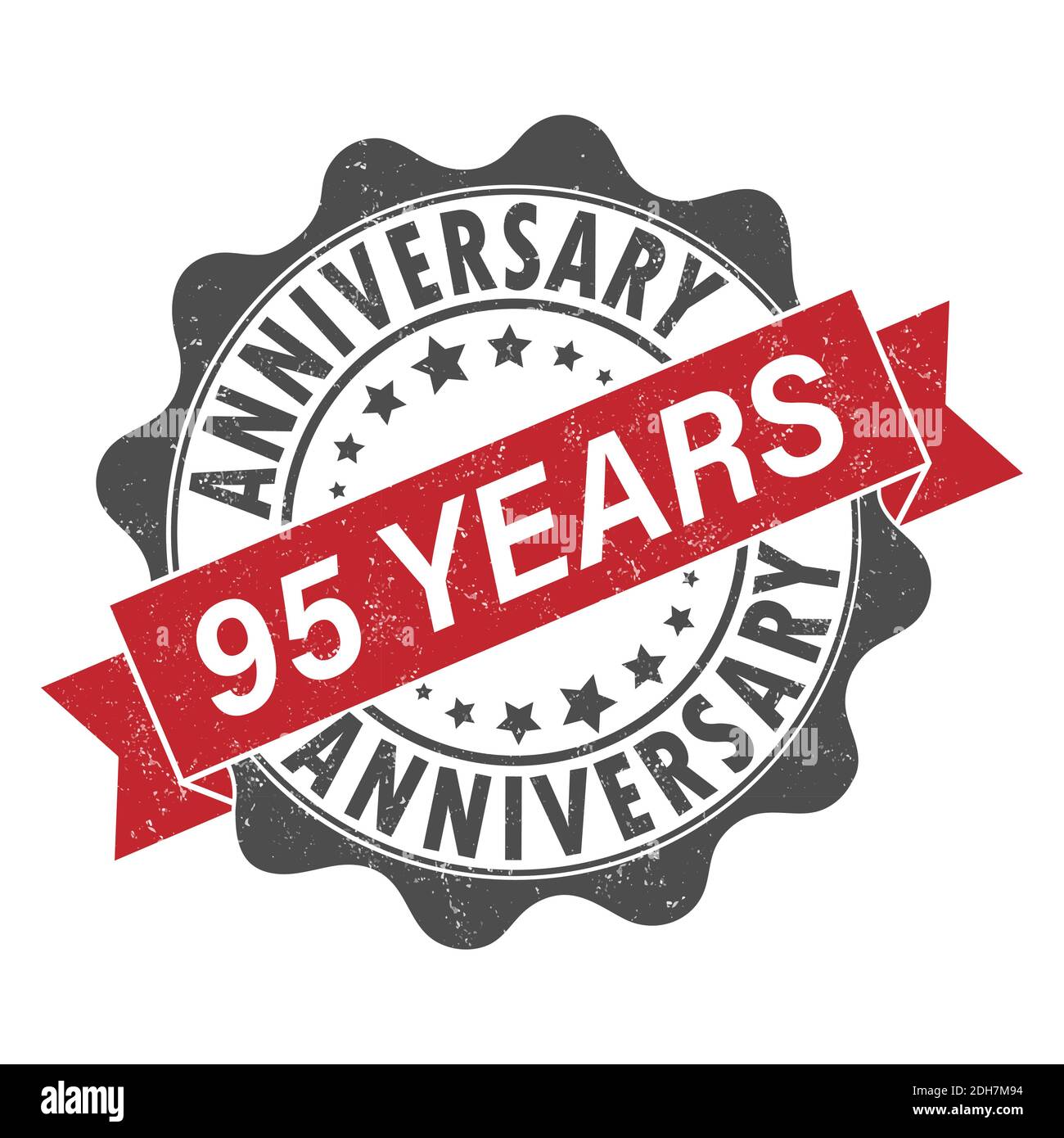 Stamp impression with the inscription 95 years ANNIVERSARY. Old worn ...