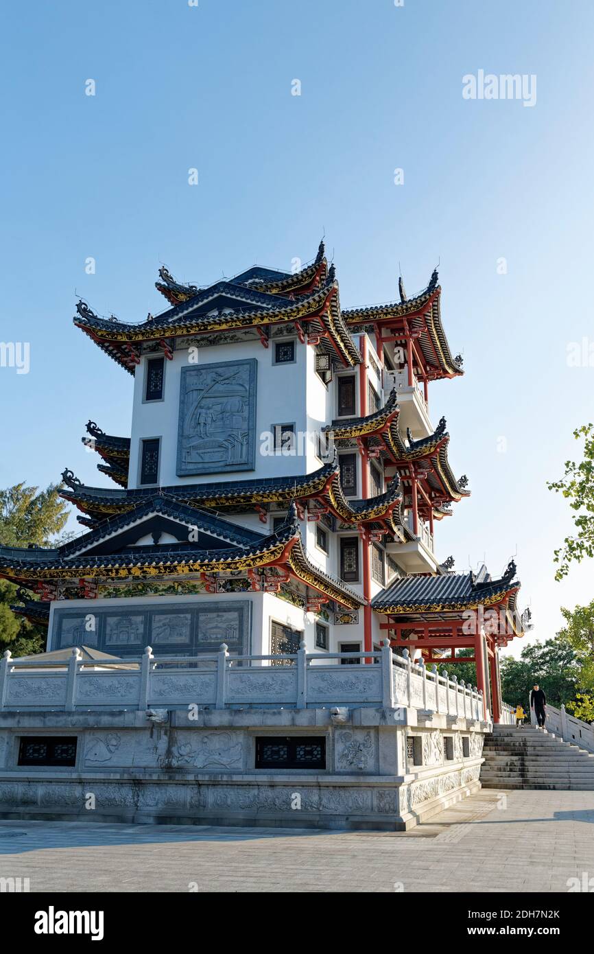 chinese architecture clear blue sky day roof and eaves Stock Photo - Alamy
