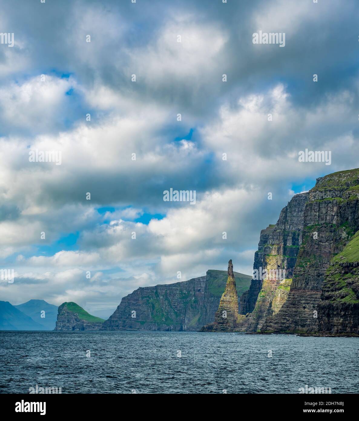 Needle cliffs in the sheer coastline of Faroe Islands Stock Photo - Alamy