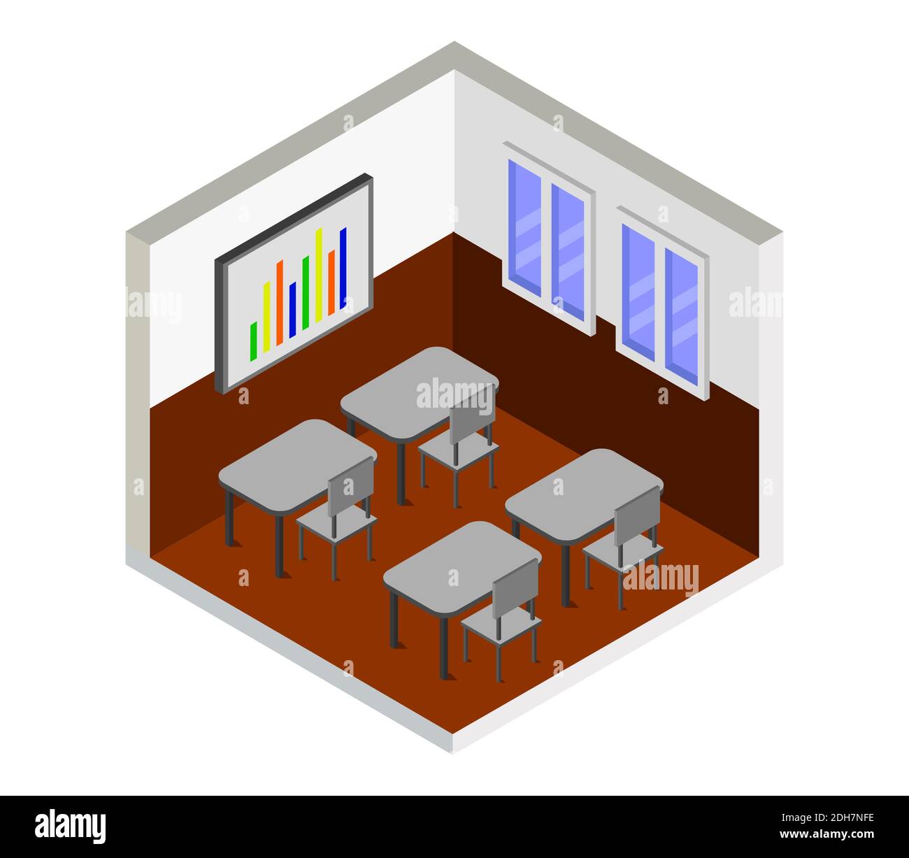 Isometric Course Room On White Background Vector Graphic Illustration ...