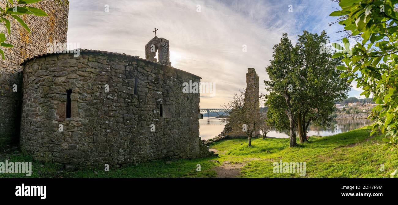 A view of the ruins of the Torres de Oeste Castle and fortress on the ...