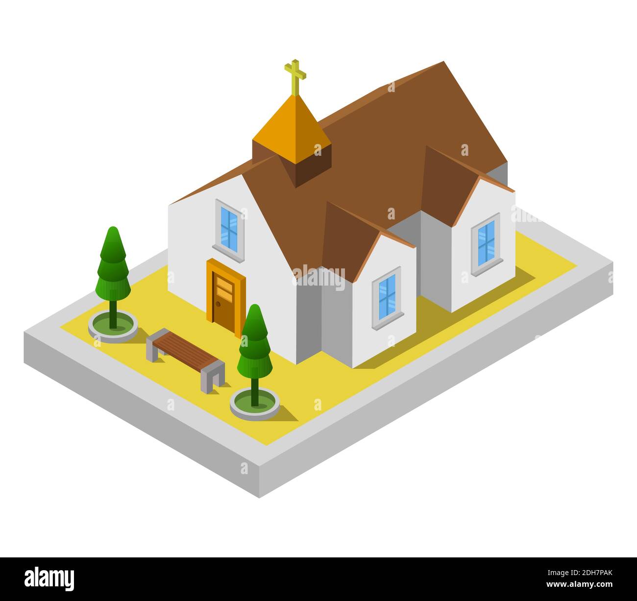 Isometric Church Illustrated Vector Graphic Illustration Stock Vector ...