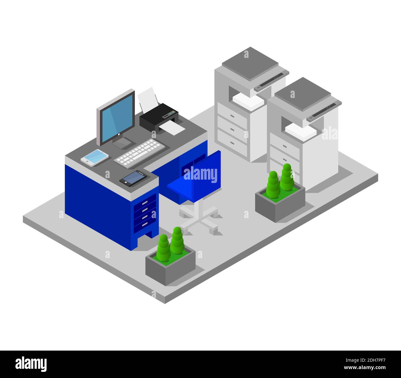 Isometric Office Room Vector Graphic Illustration Stock Vector Image ...