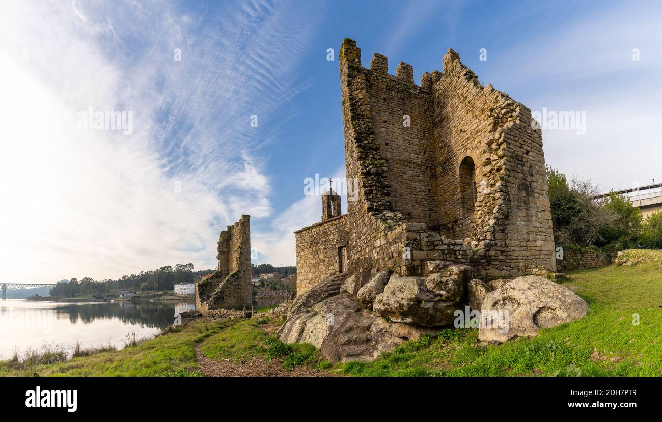 A view of the ruins of the Torres de Oeste Castle and fortress on the ...