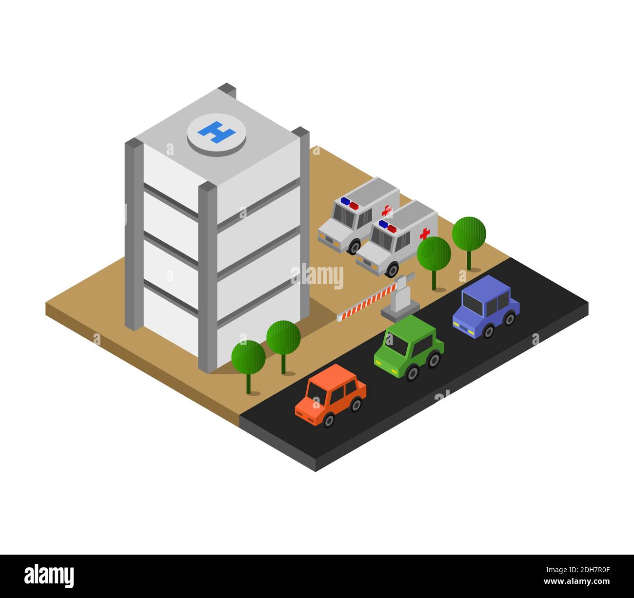 Isometric Hospital On A White Background Vector Graphic Illustration ...