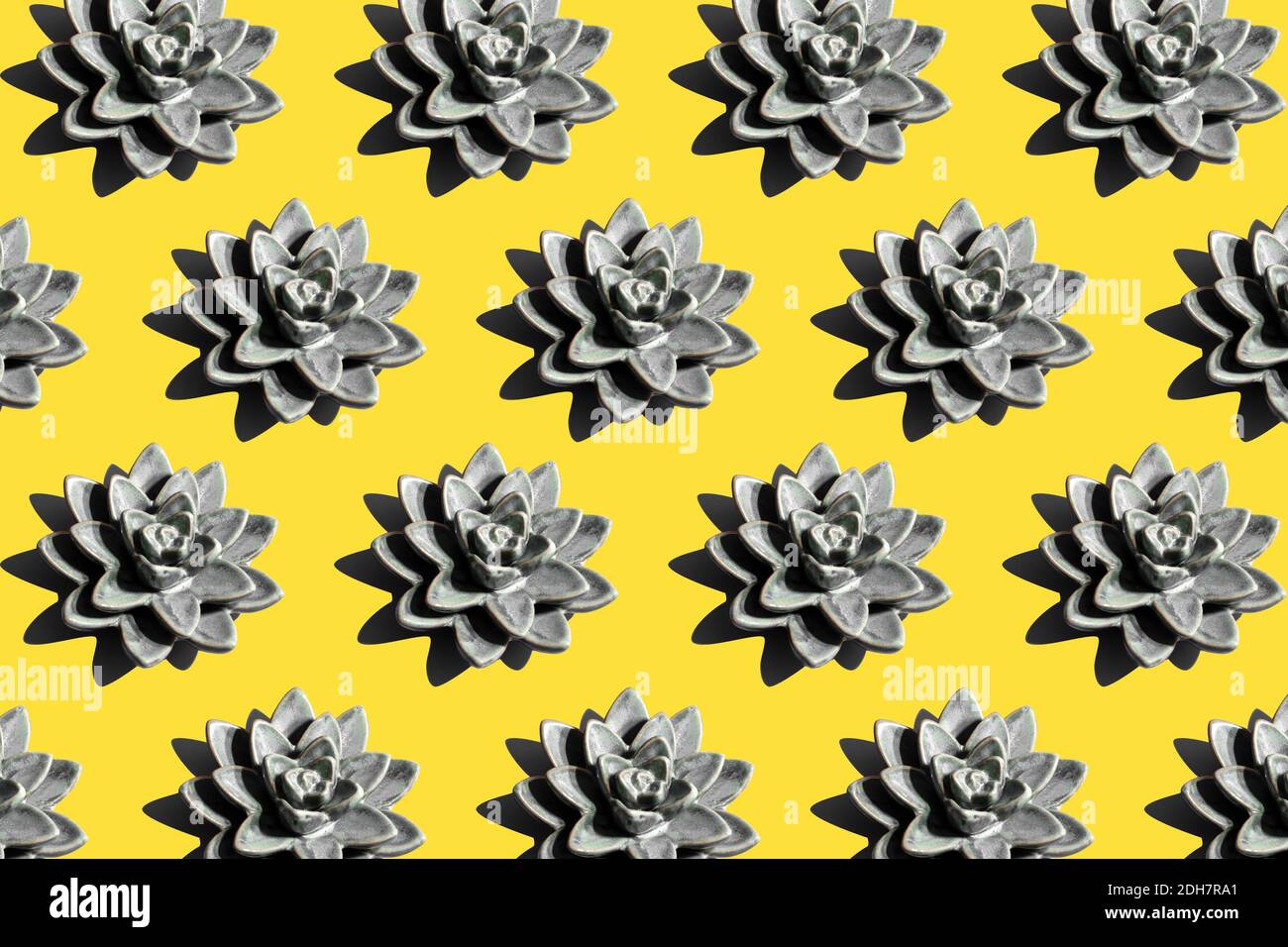 Pattern with gray Lotus flowers on yellow background,sharp strong ...