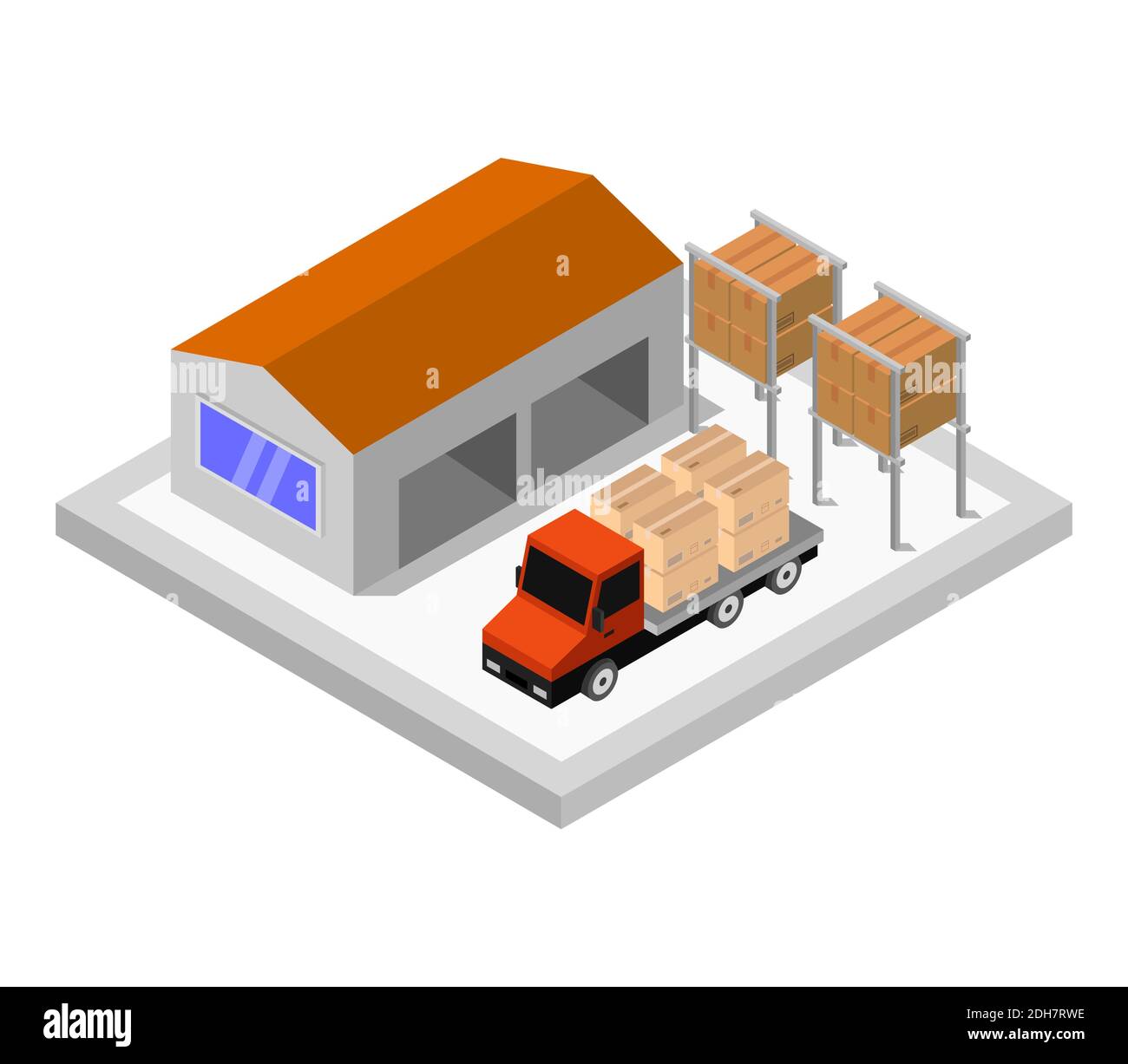Isometric Warehouse Vector Graphic Illustration Stock Vector Image ...