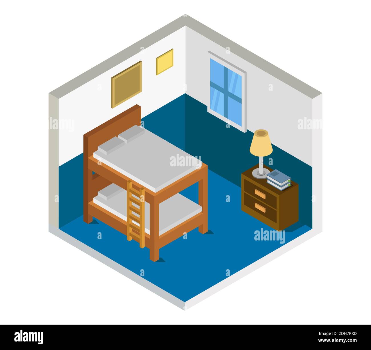 Isometric Bedroom On White Background Vector Graphic Illustration Stock ...