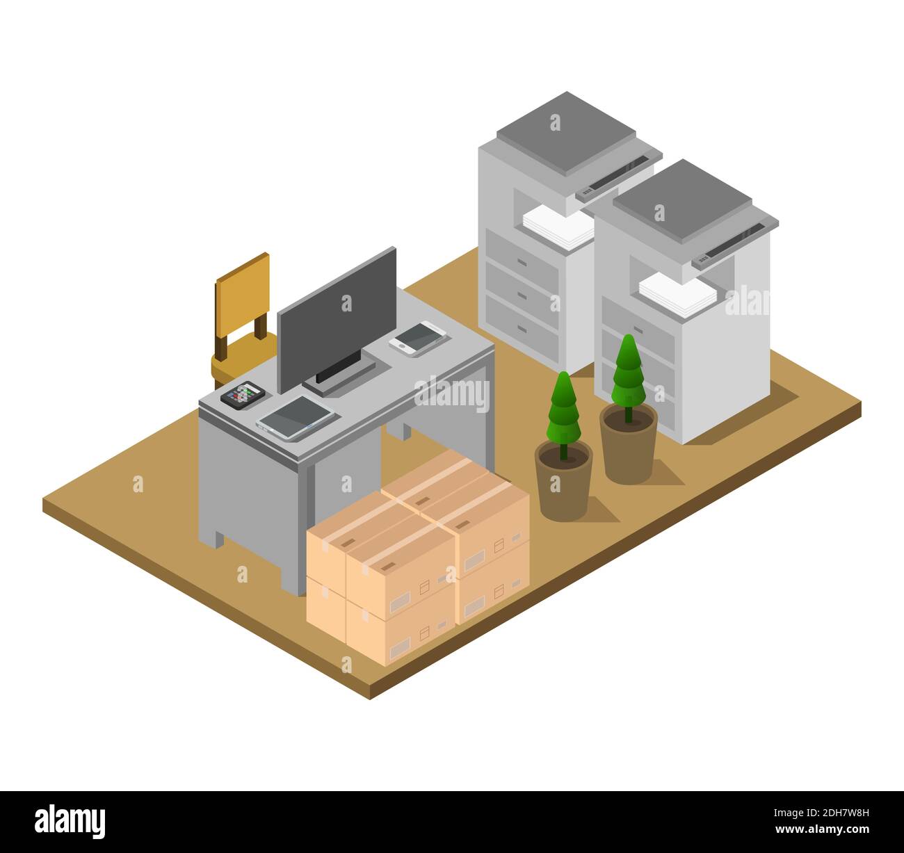 Isometric Office Vector Graphic Illustration Stock Vector Image & Art ...
