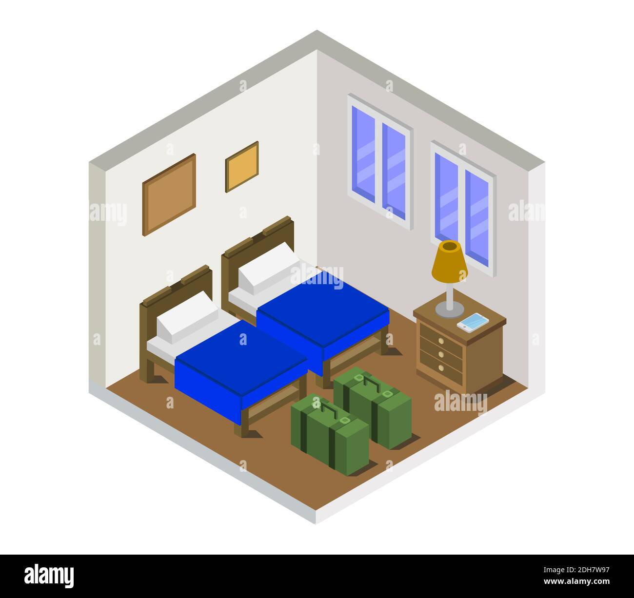Isometric Hotel Room Illustrated Vector Graphic Illustration Stock ...