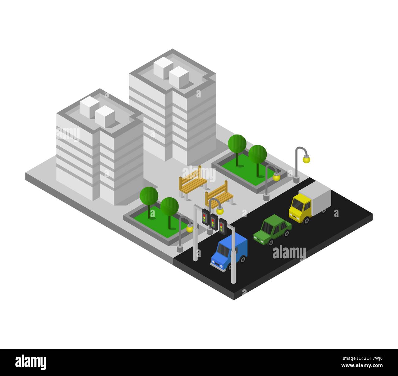 Isometric City on White Background Vector Graphic Illustration Stock ...