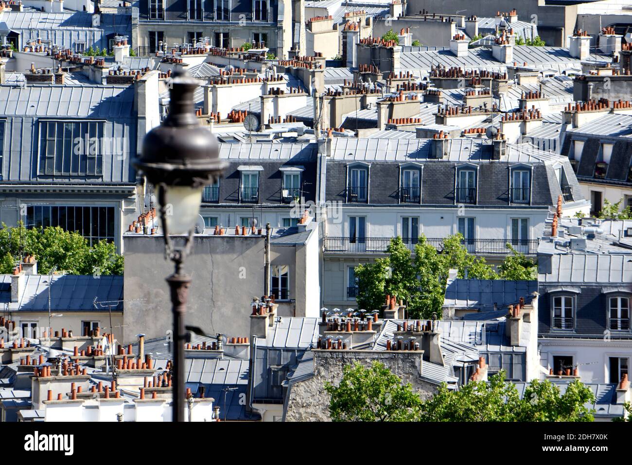 Overview of the city of Paris from the hill of Montmartre in the 18th ...