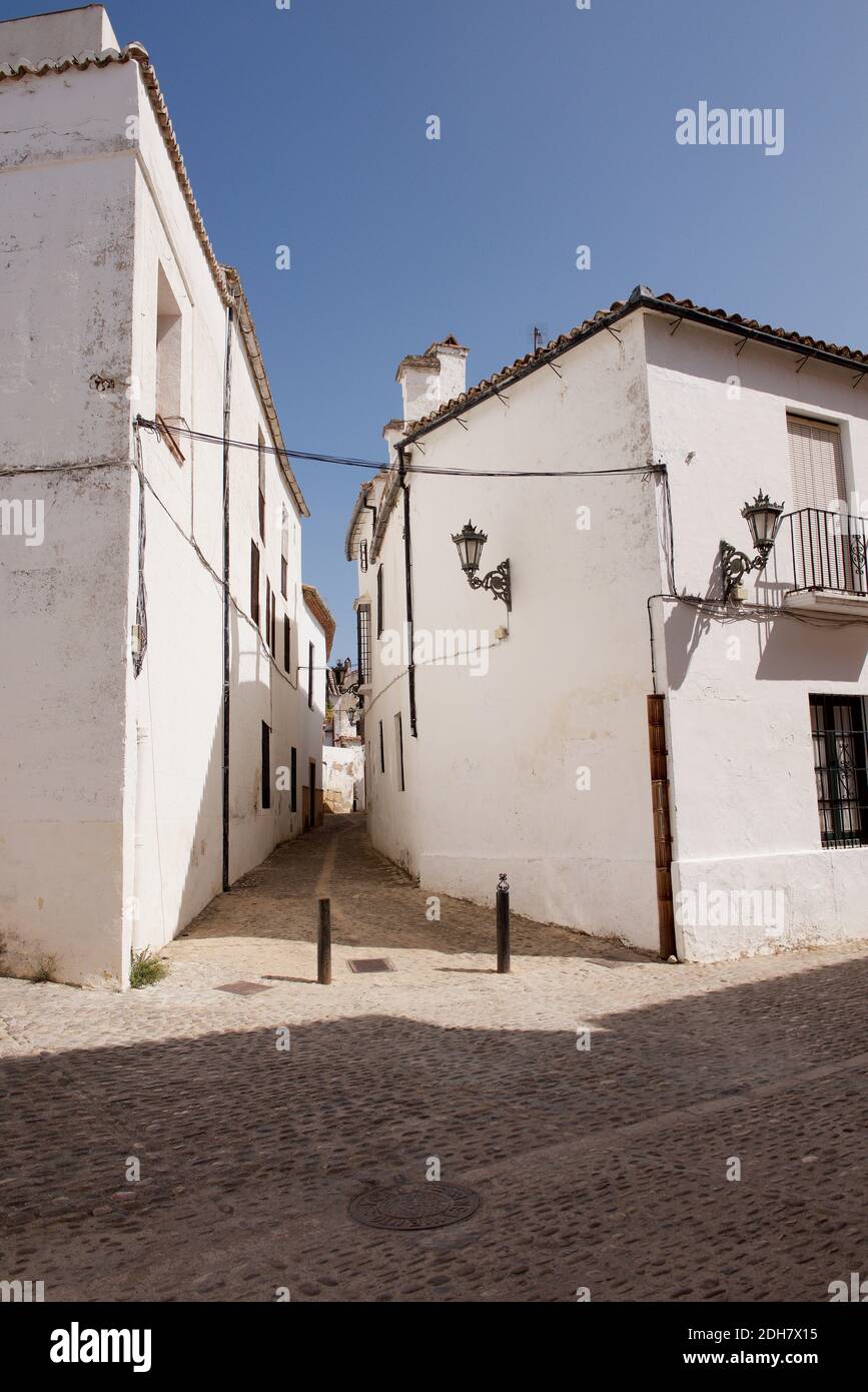 Traditional Spanish street in Ronda Stock Photo - Alamy