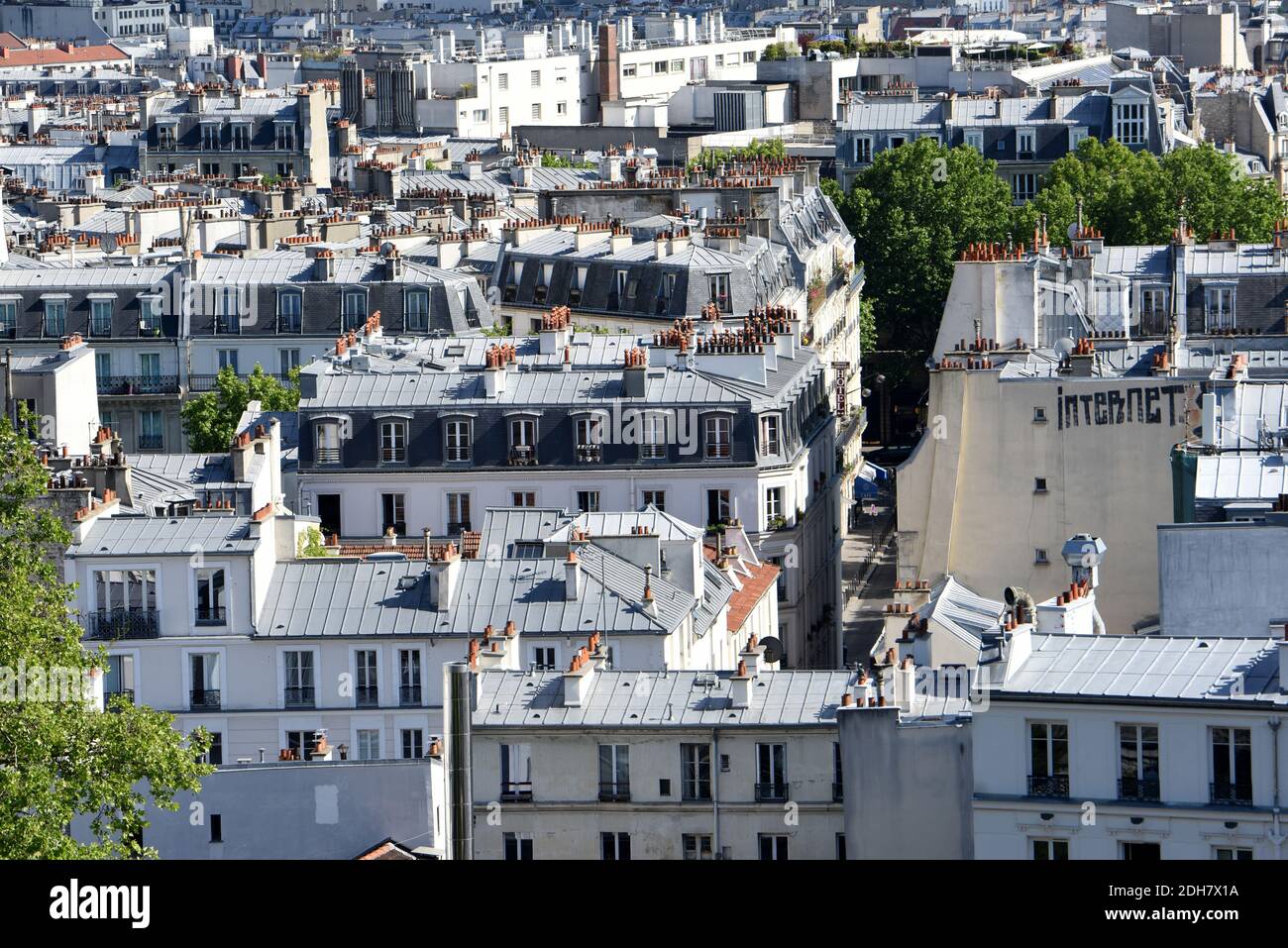Overview of the city of Paris from the hill of Montmartre in the 18th ...