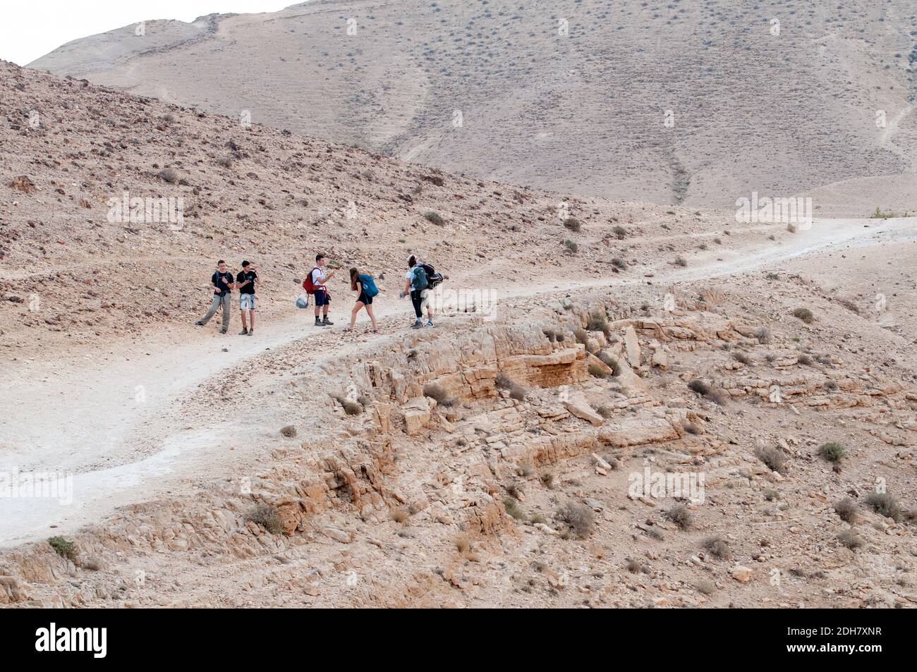 A group hiking in the Negev Desert Photographed in Nahal Tzeelim [Tze ...