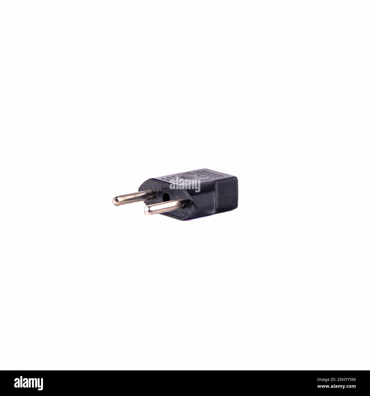 2-pin EU to US plug type Converter black Plastic element isolated on a ...
