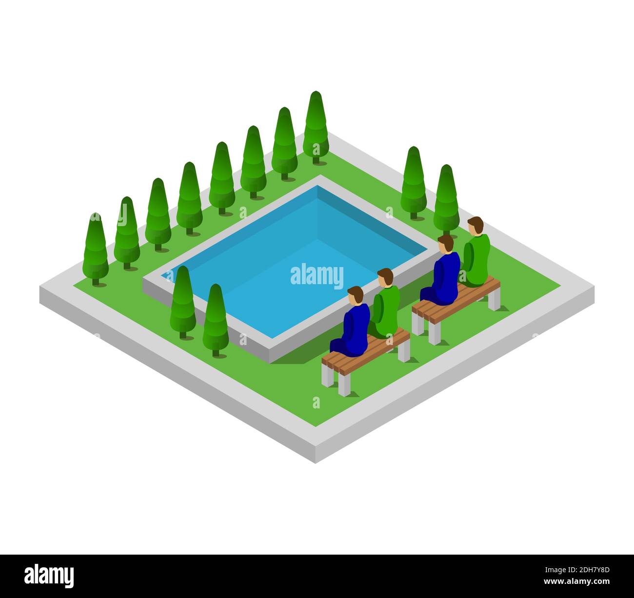 House swimming pool illustration garden Cut Out Stock Images & Pictures ...