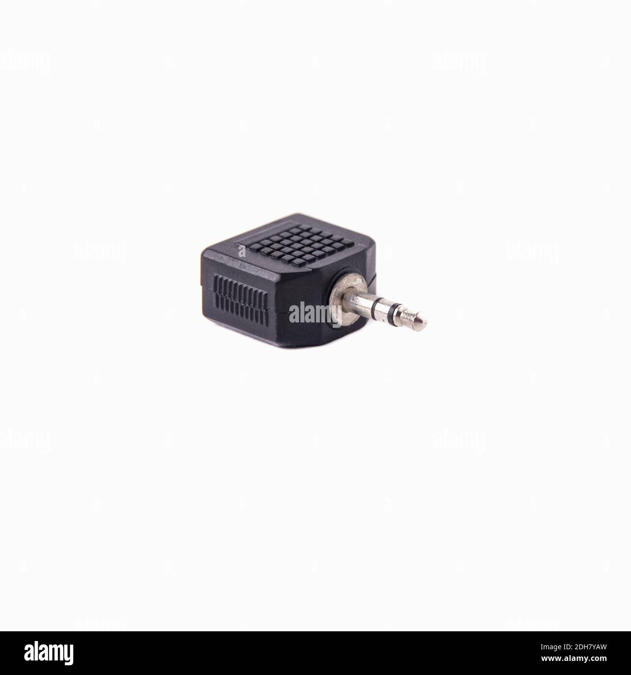 Mini Jack adapter with single to double output, isolated on white ...