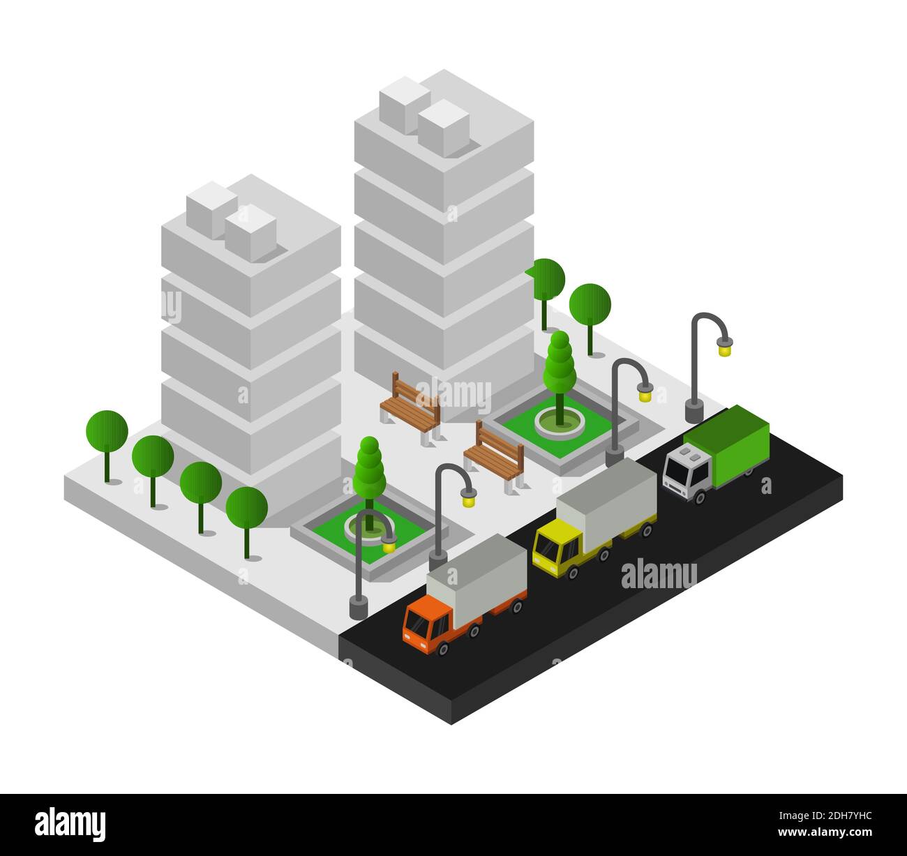 Isometric City on White Vector Graphic Illustration Stock Vector Image ...