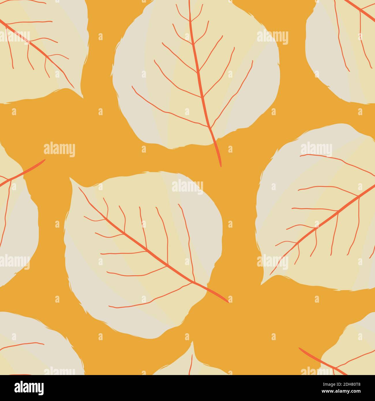 Aspen leaf seamless vector pattern background. Beautiful pastel yellow ...