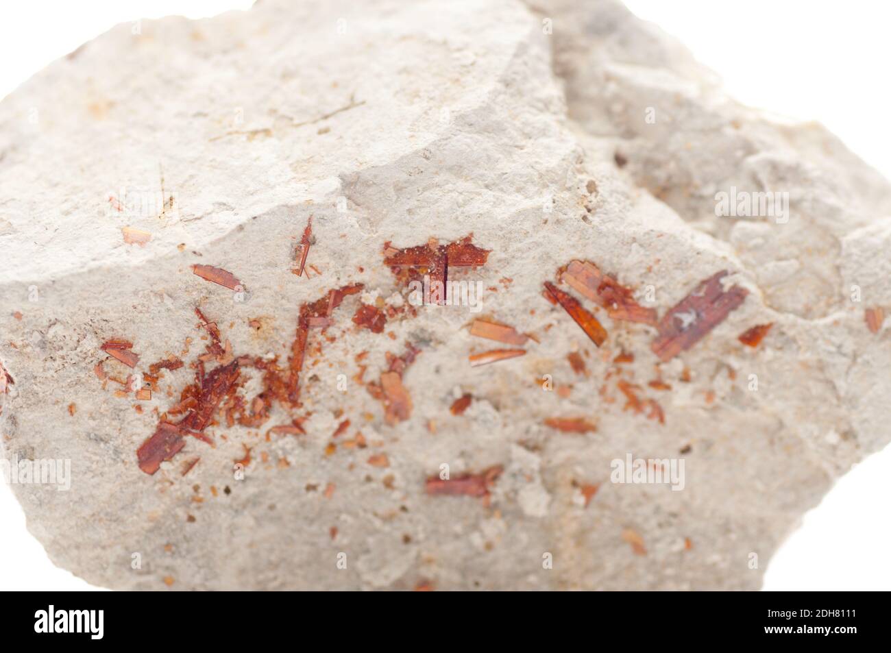 brookite crystal red mineral sample in granite stone Stock Photo - Alamy